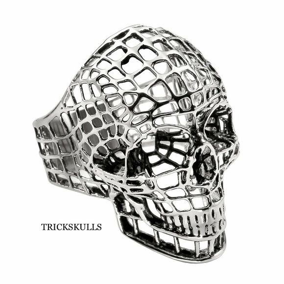 TRICKSKULLS | Accessories | Space Matrix Skull Ring Modern Gothic Punk ...